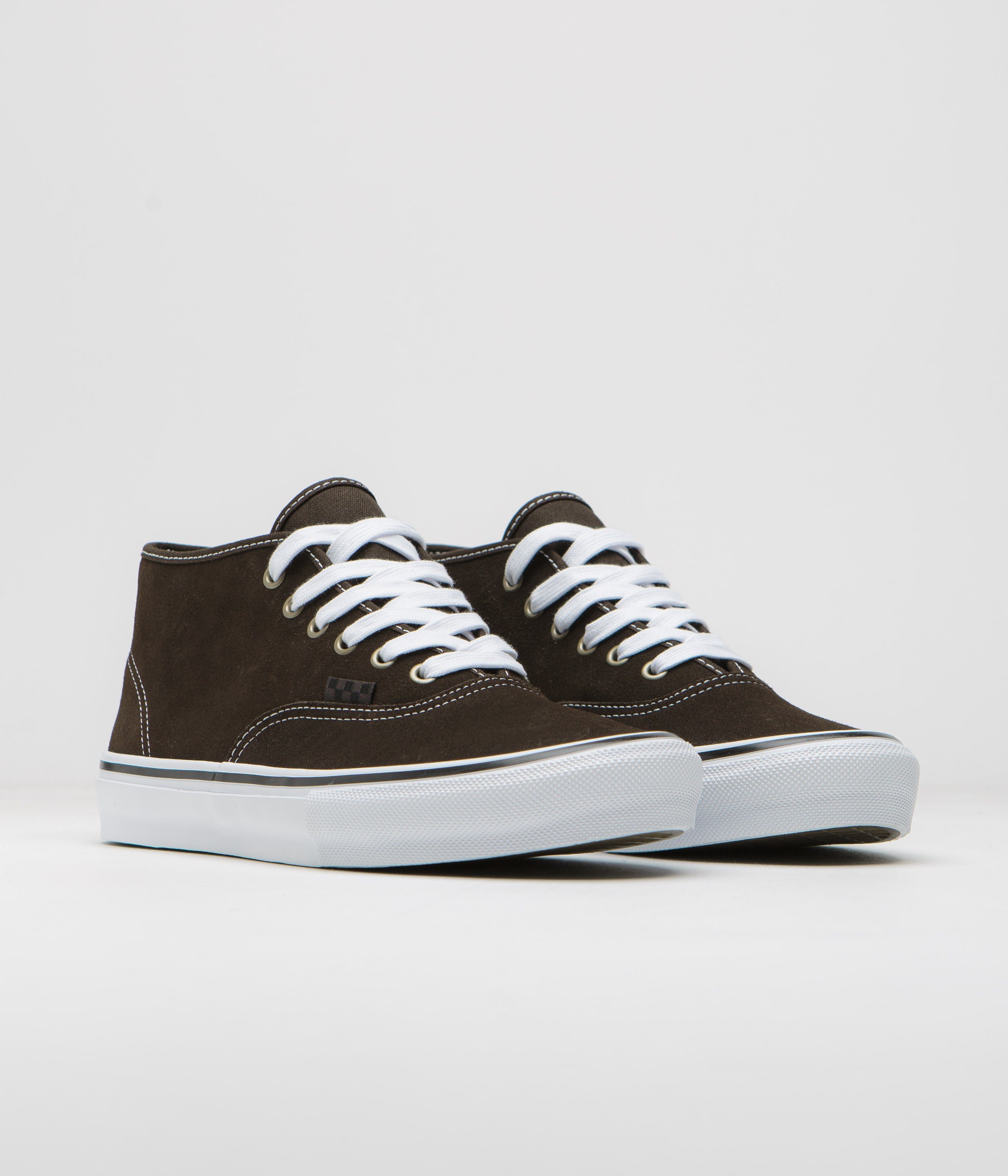Vans Skate Authentic Mid VCU Shoes - Dark Brown / White | Flatspot