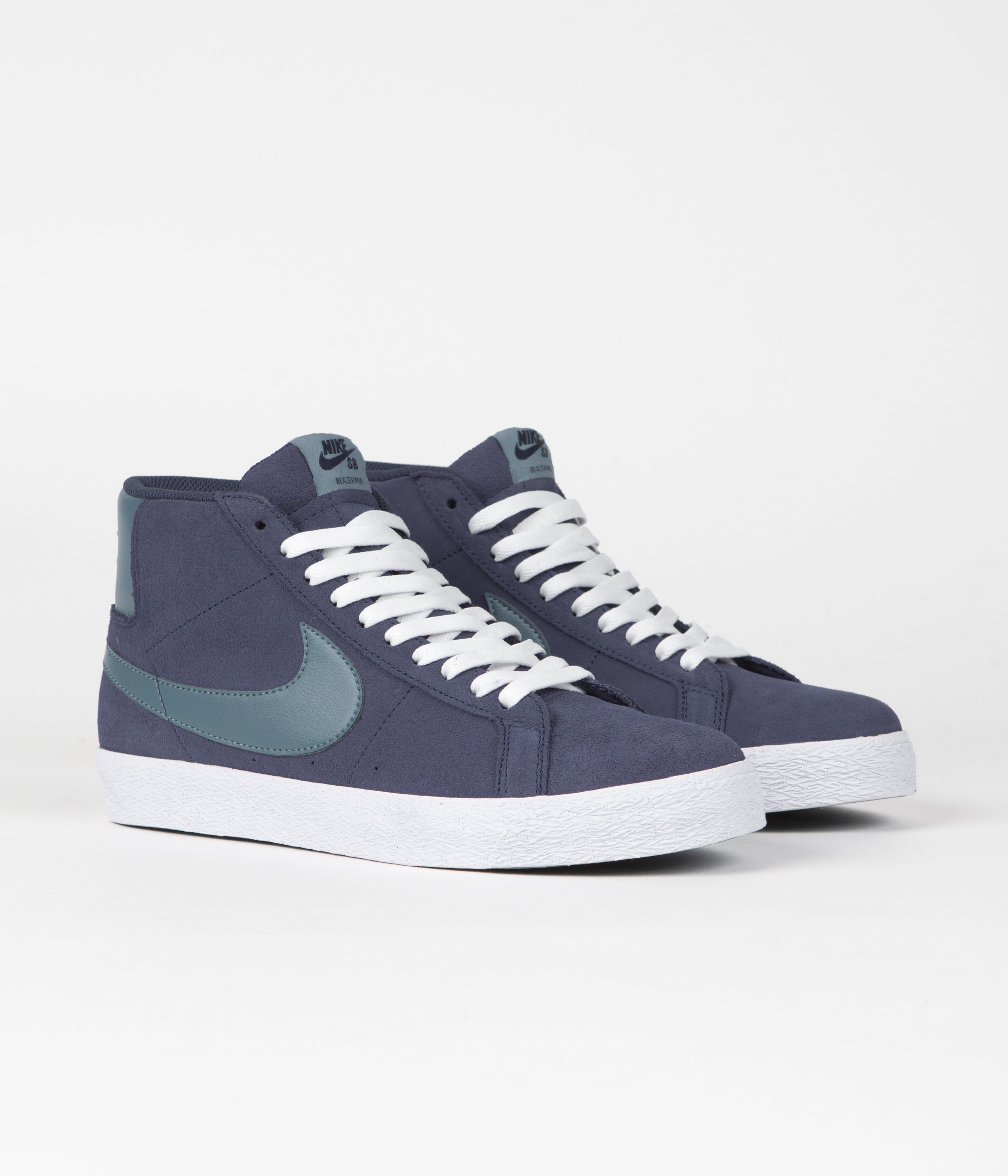 Nike SB Blazer Mid Shoes - Midnight Navy / Noise Aqua - Midnight Navy ...