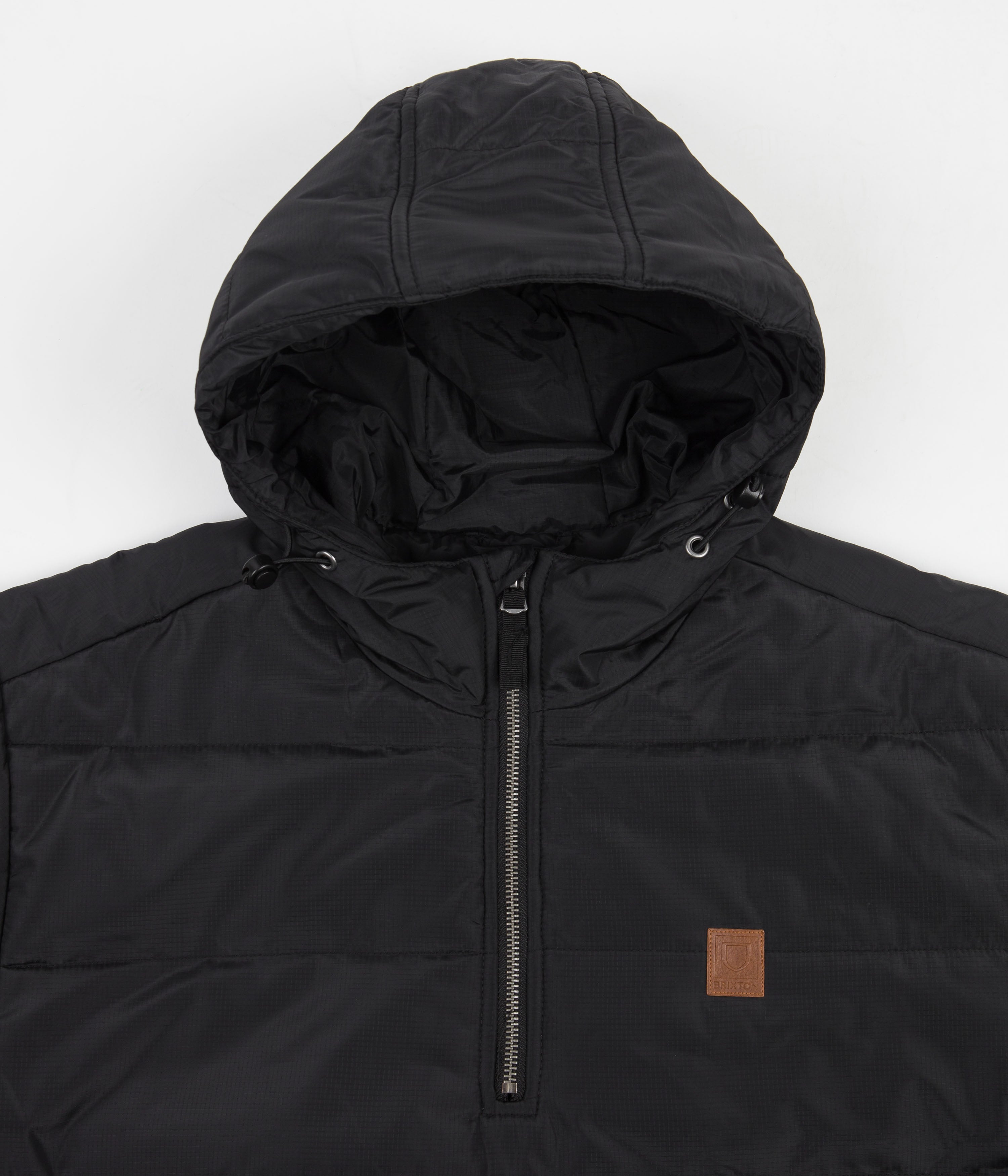 Brixton Cass 1 2 Zip Hooded Puffer Jacket Black Flatspot