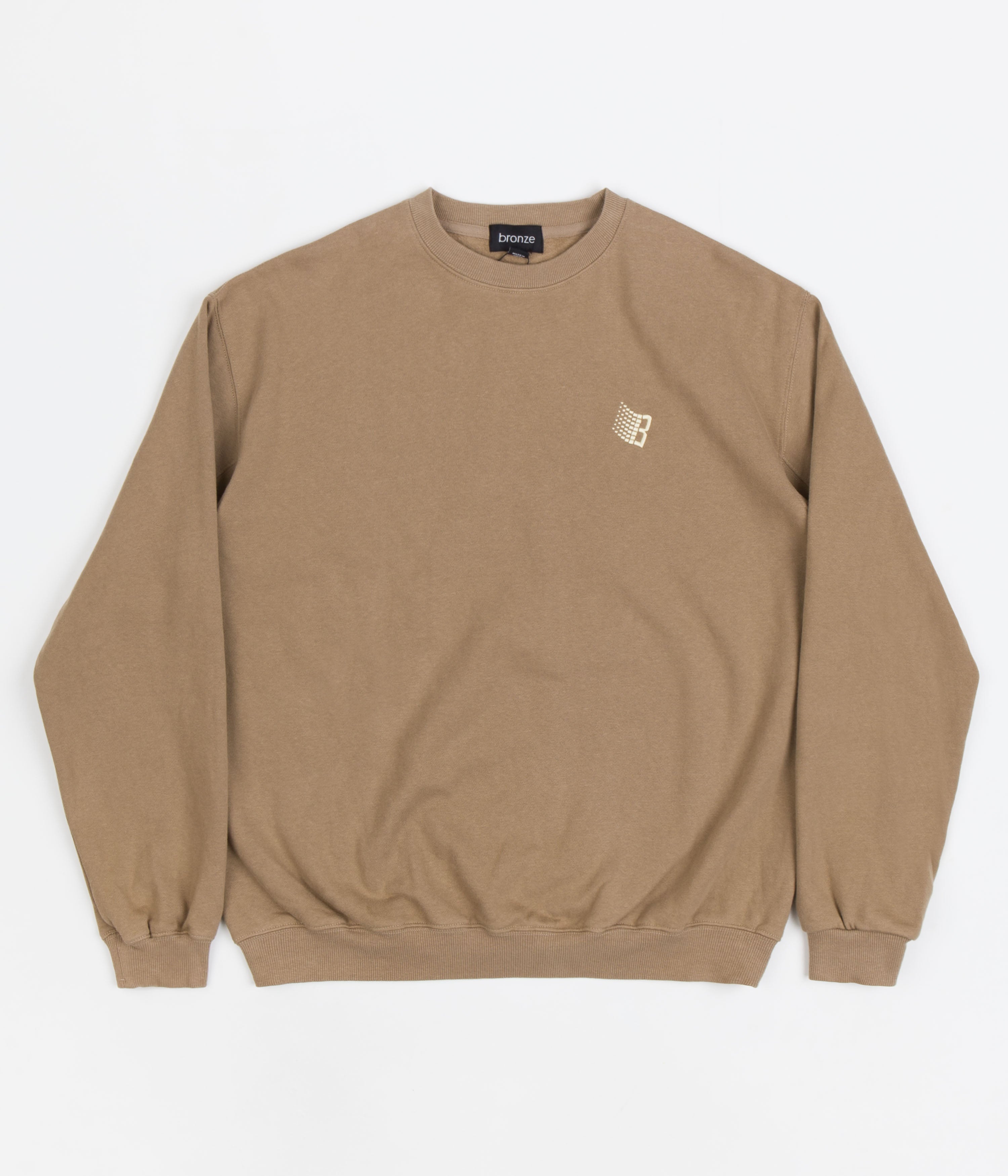 Bronze 56K B Logo Embroidered Crewneck Sweatshirt - Light Brown | flatspot