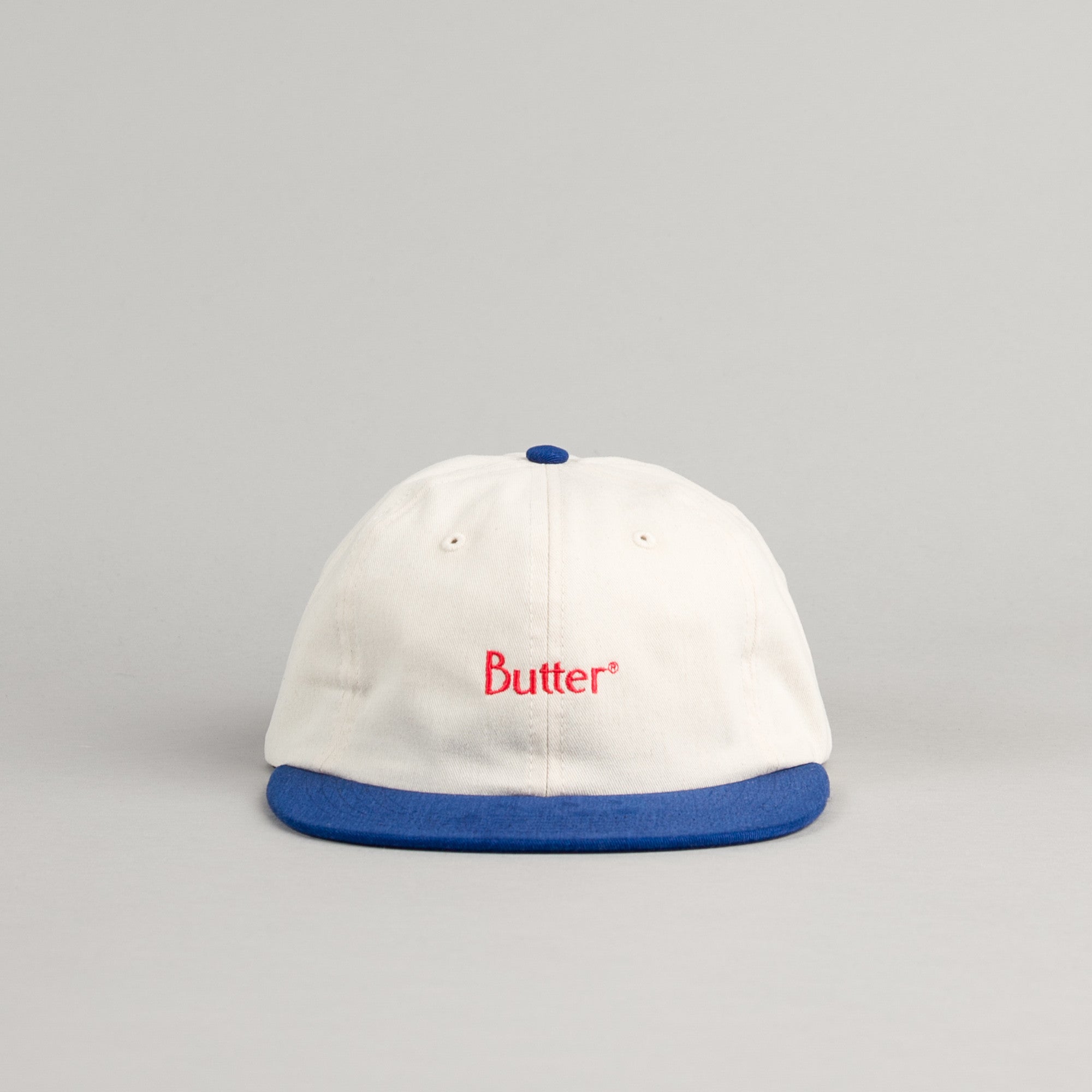 Butter Goods 2-Tone Brushed 6 Panel Cap - Natural / Royal | Flatspot