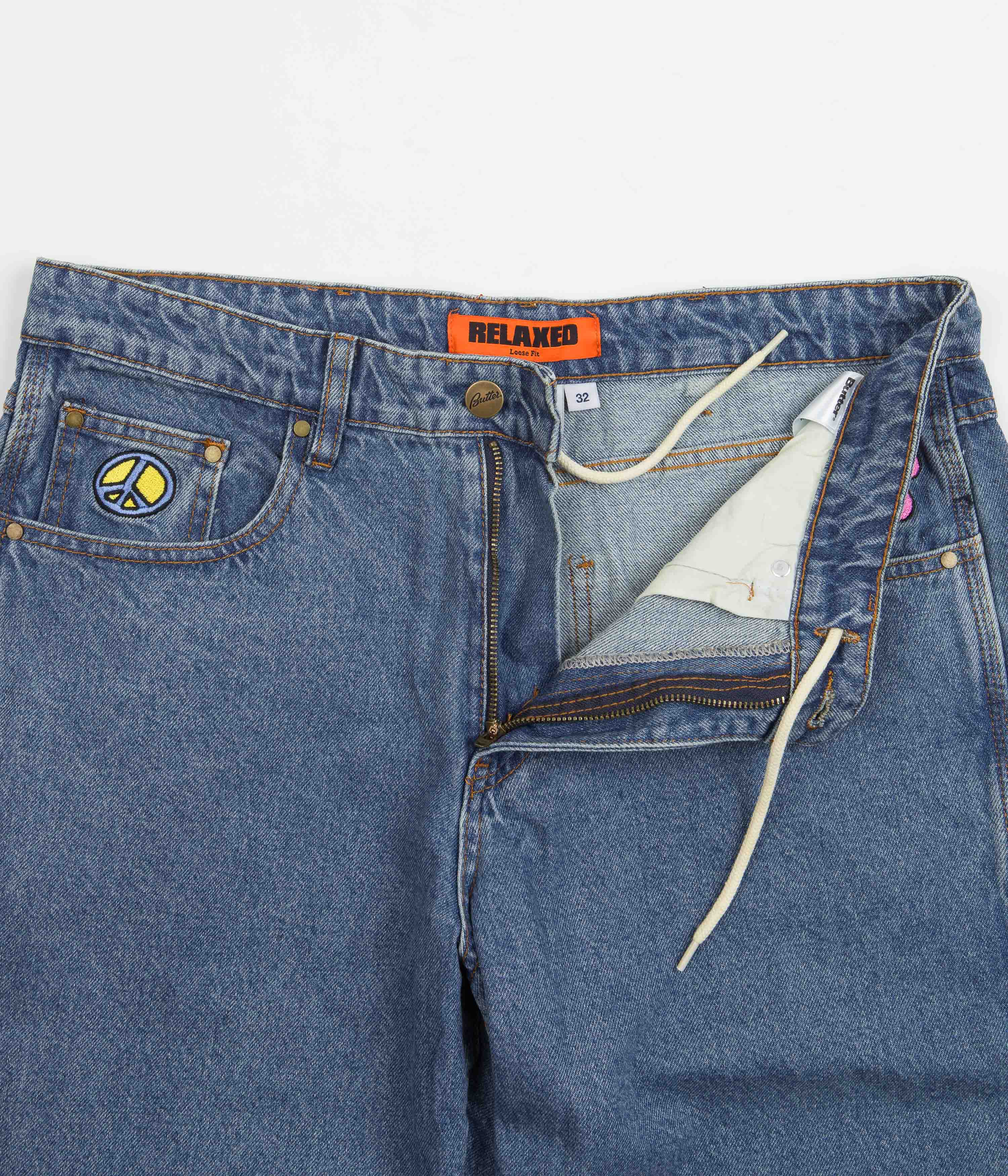 Butter Goods Flower Denim Jeans - Washed Indigo | Flatspot