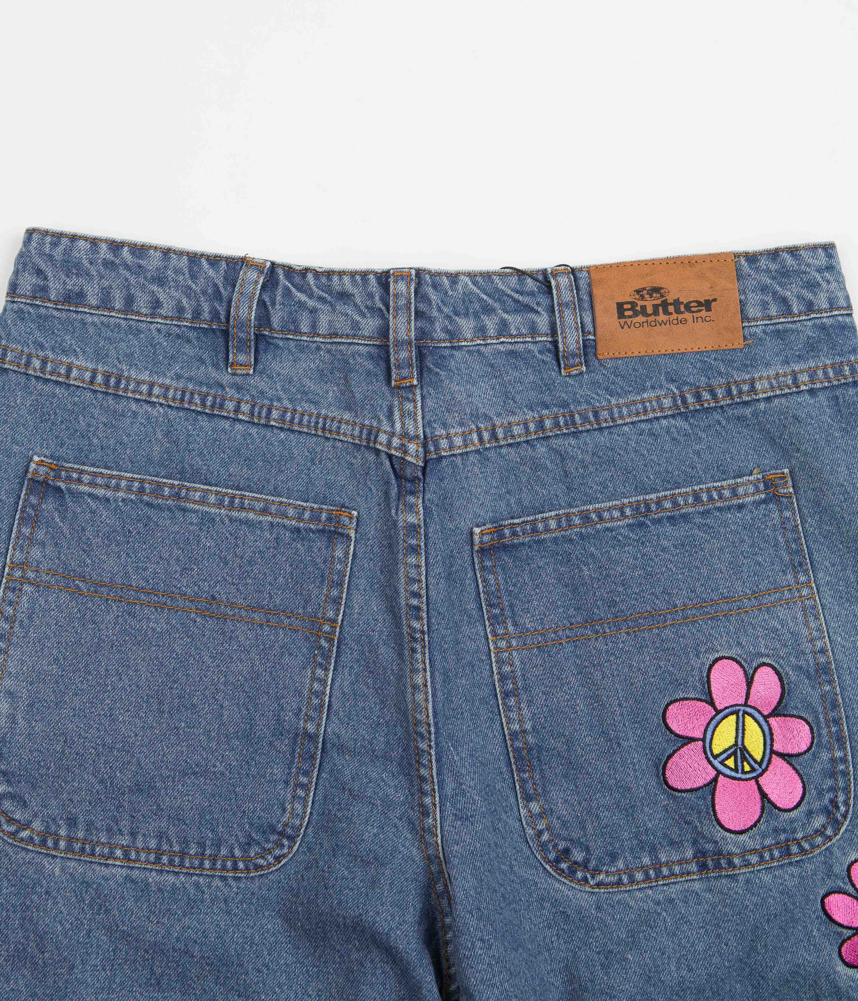 Butter Goods Flower Denim Jeans - Washed Indigo | Flatspot