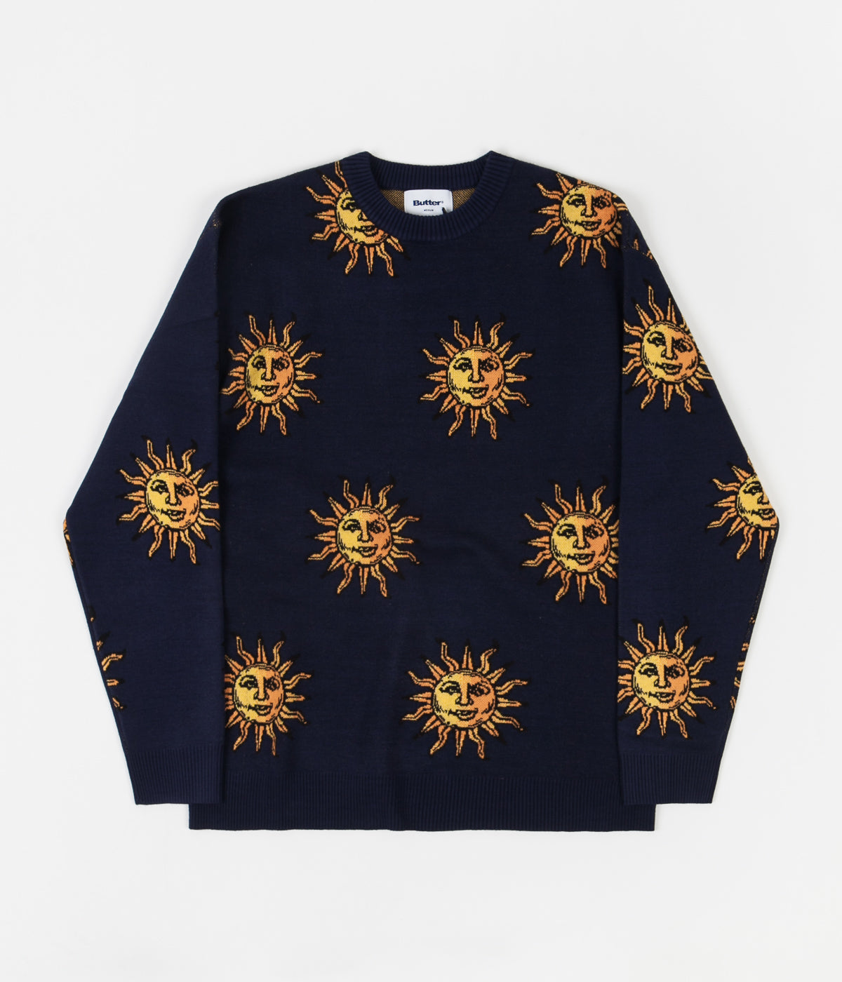 Butter Goods Sun Knitted Sweatshirt - Navy | Flatspot