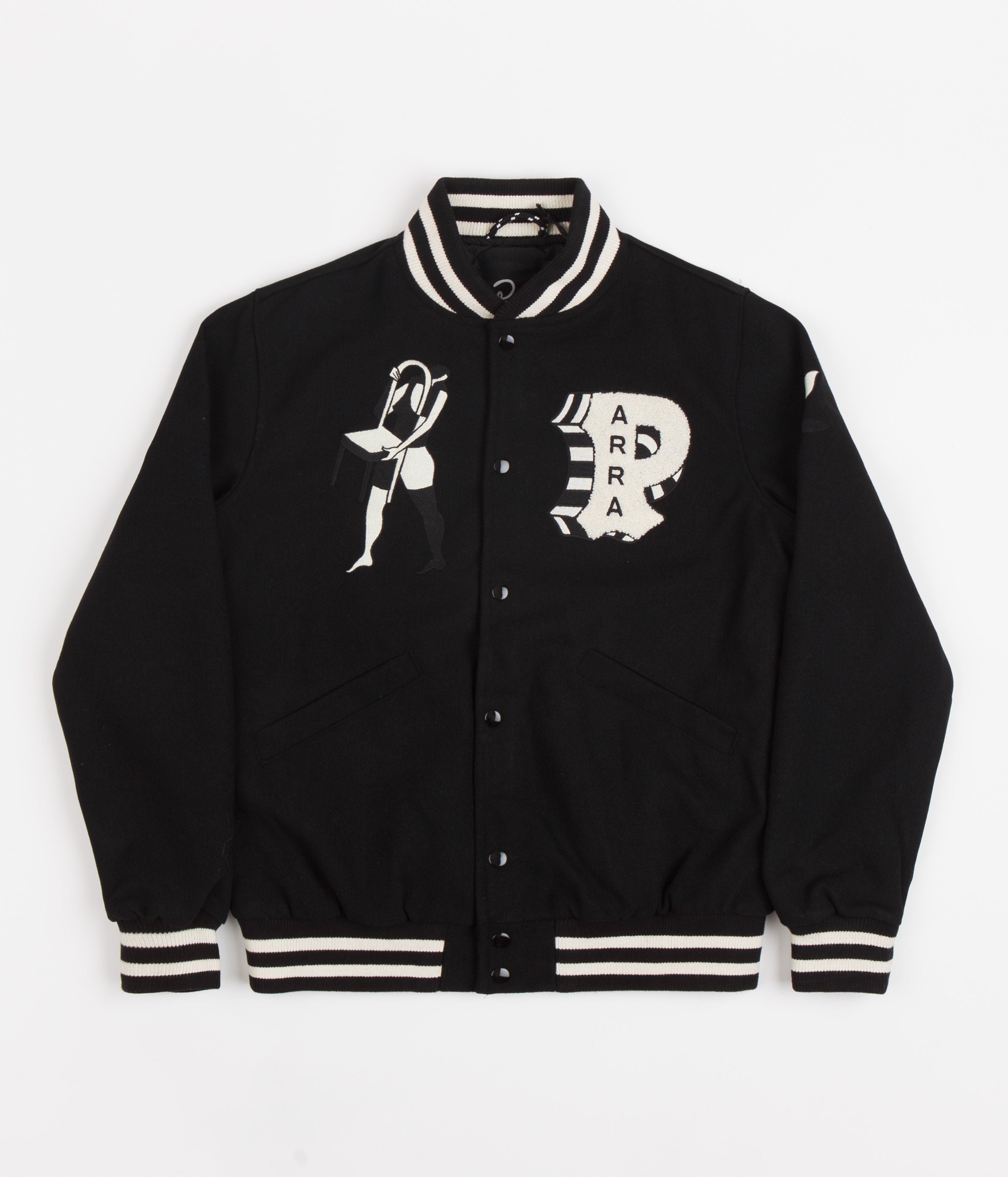 by Parra Cloudy Star Varsity Jacket - Black | Flatspot