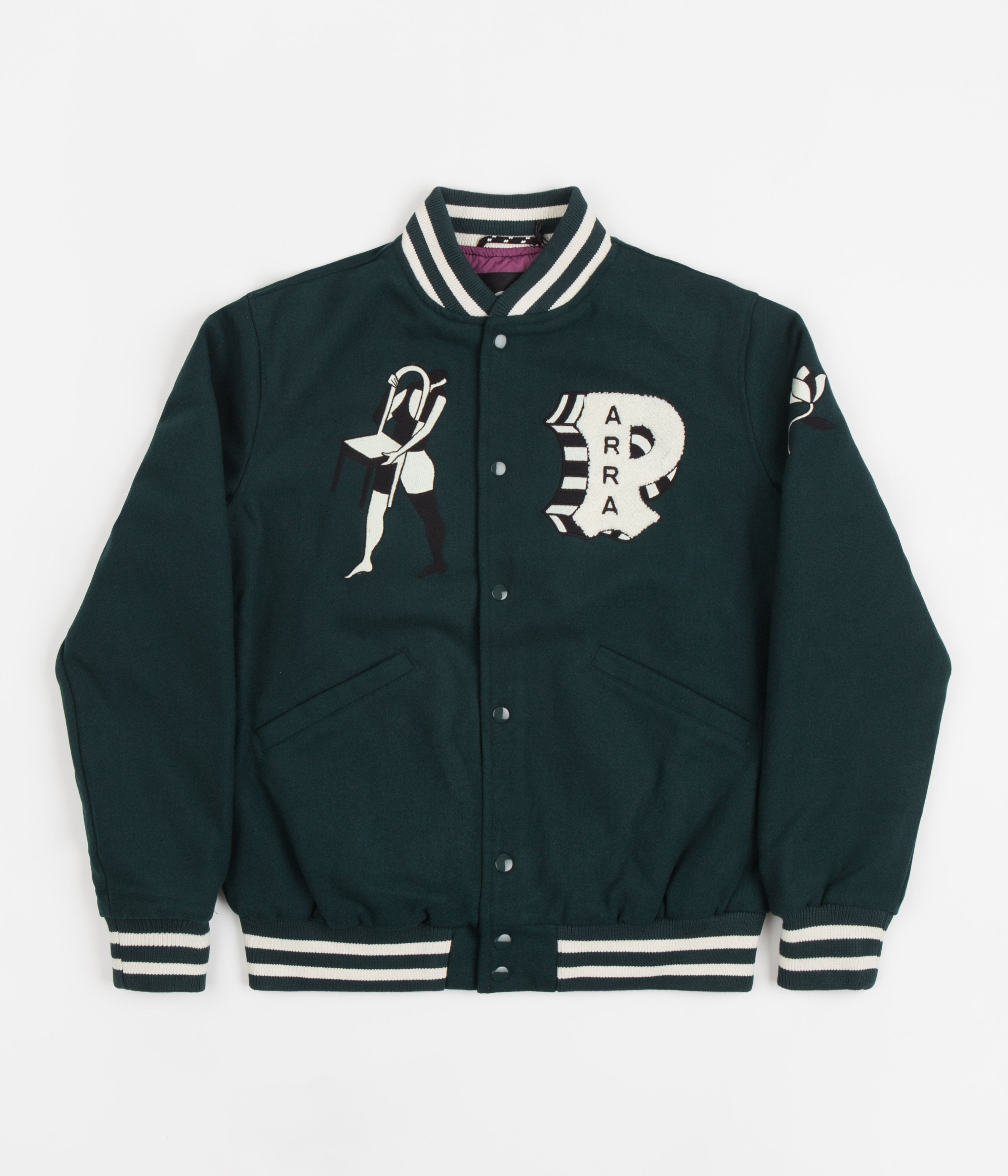 by Parra Cloudy Star Varsity Jacket - Pine Green | Flatspot
