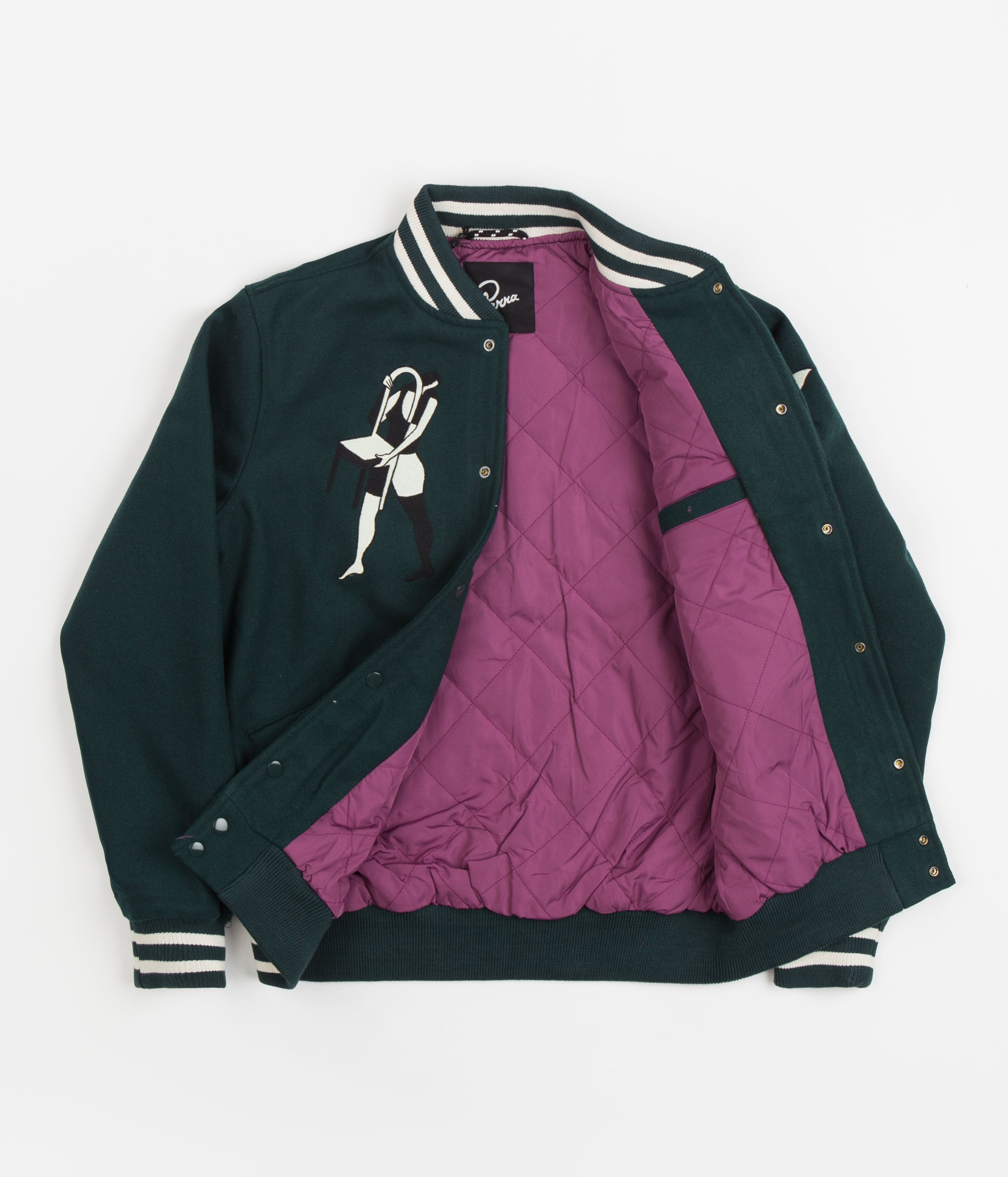 by Parra Cloudy Star Varsity Jacket - Pine Green | Flatspot