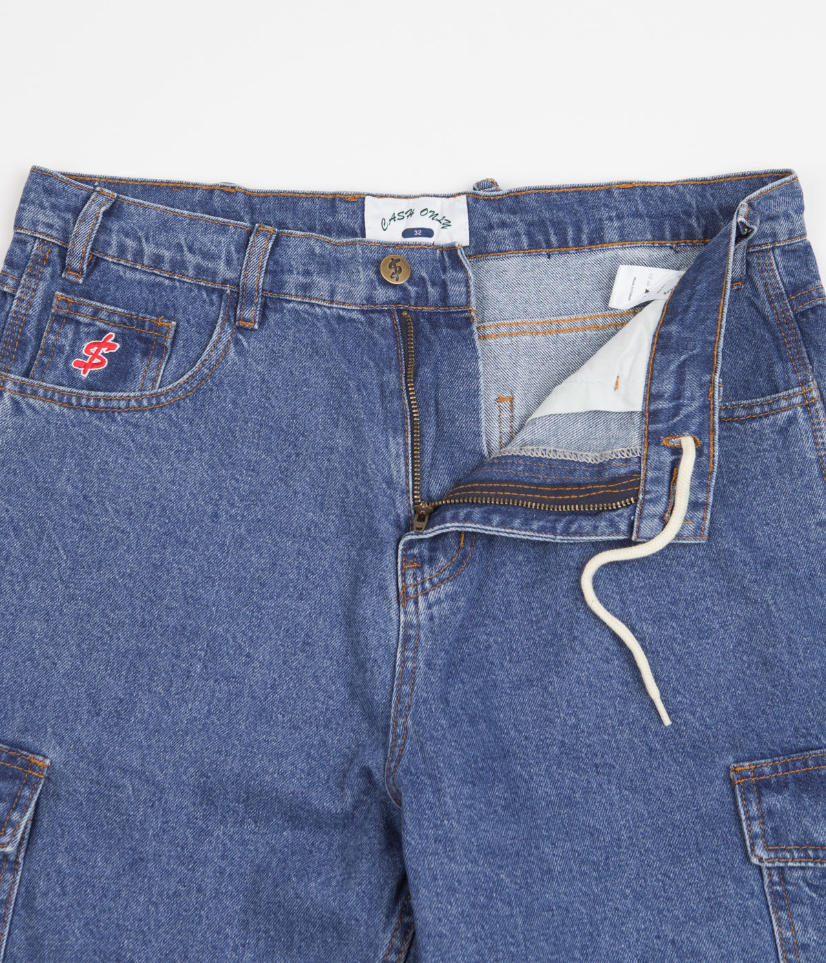 Cash Only Denim Cargo Shorts - Washed Indigo | Flatspot