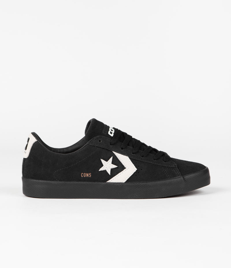 Converse Pro Leather Vulcanized Pro Ox Shoes - Black / Egret / Black ...