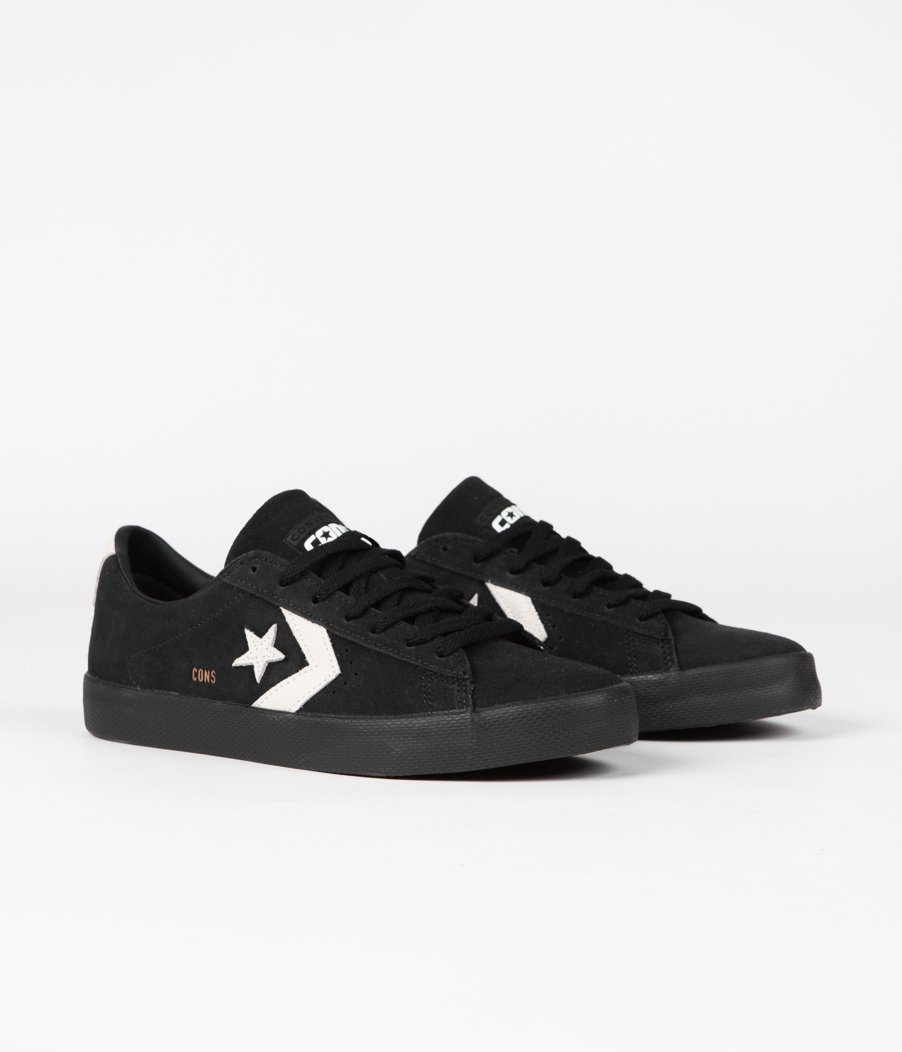 Converse Pro Leather Vulcanized Pro Ox Shoes - Black / Egret / Black ...
