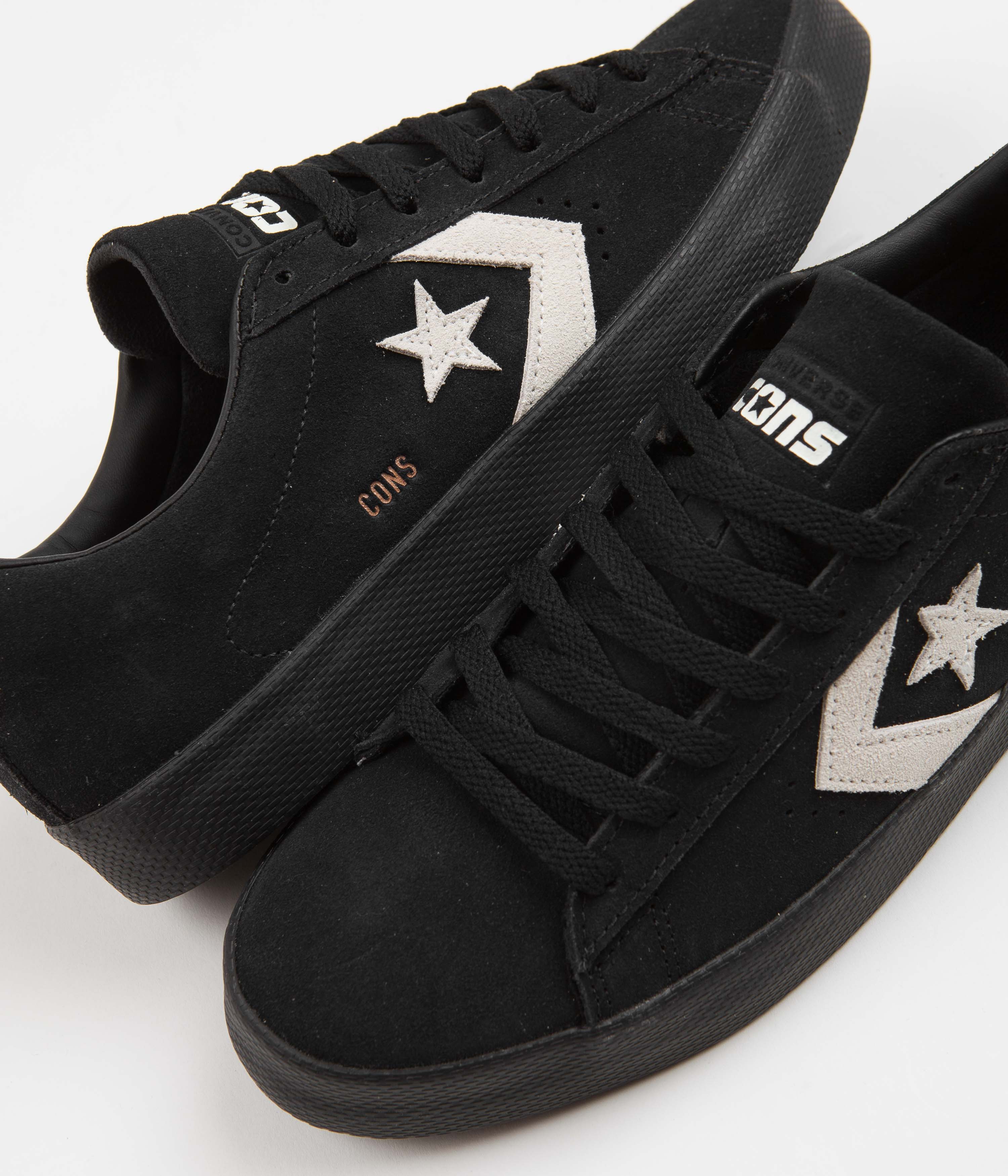 Converse Pro Leather Vulcanized Pro Ox Shoes - Black / Egret / Black ...