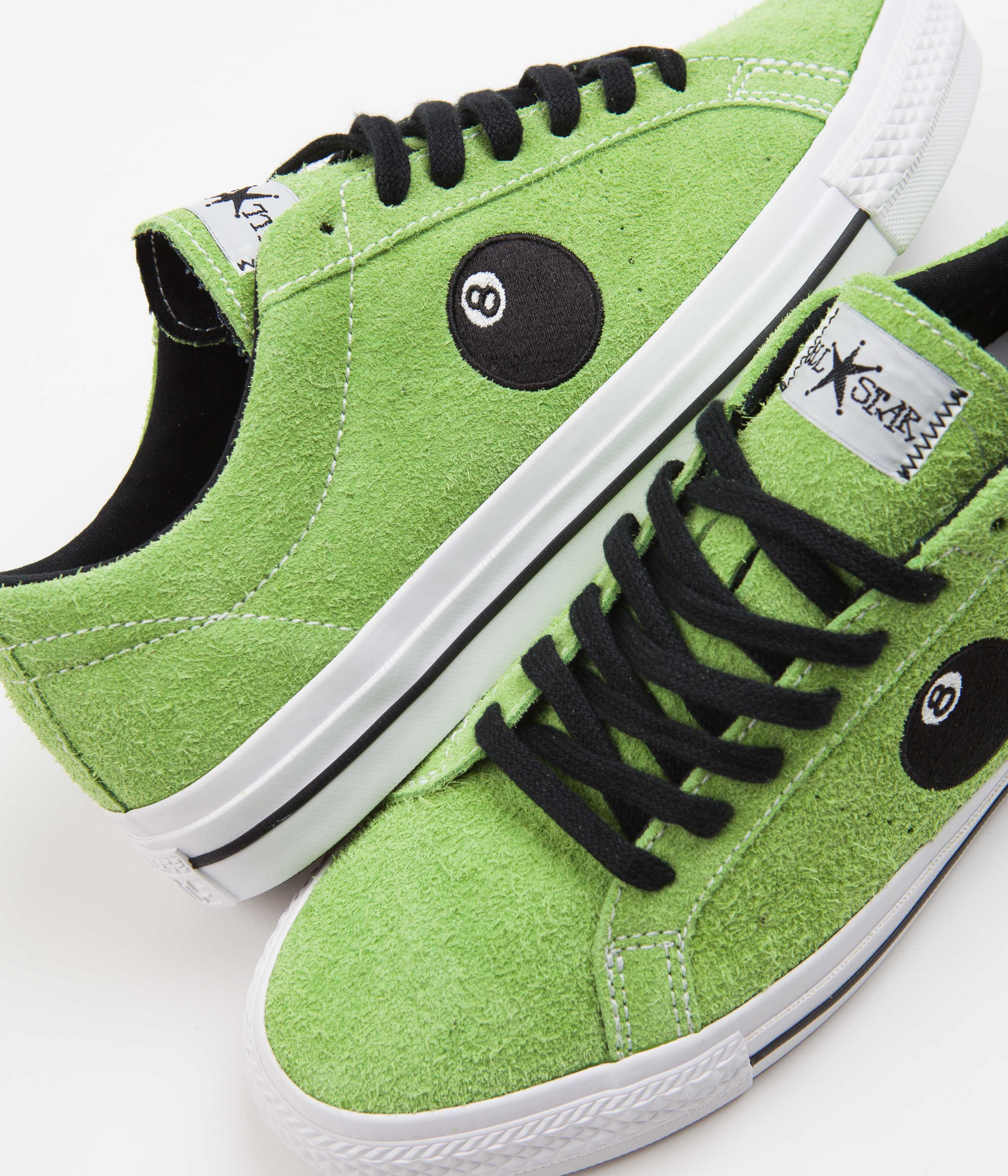 Converse x Stussy One Star Pro Ox Shoes - Green Flash / White / Black ...