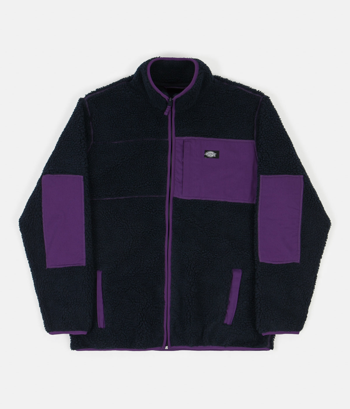 Dickies Red Chute Sherpa Zip Through Fleece Dark Navy Flatspot