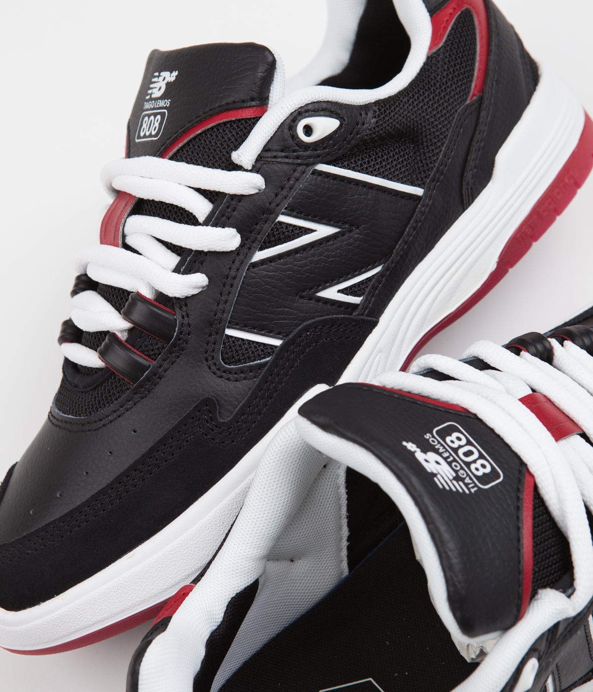 New Balance Numeric 808 Tiago Lemos Shoes - Black / Red | Flatspot