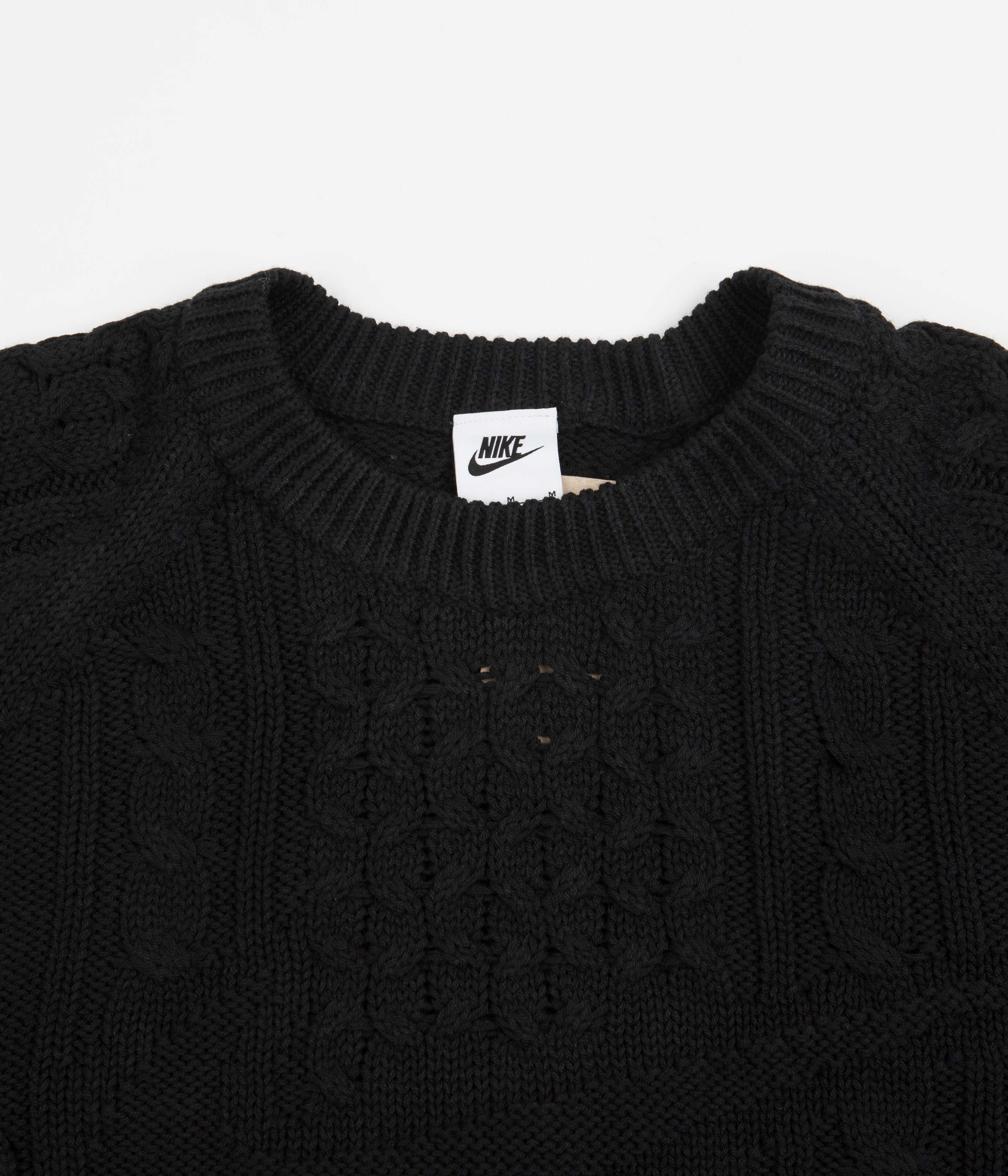 Nike Cable Knit Crewneck Sweatshirt - Black | Flatspot