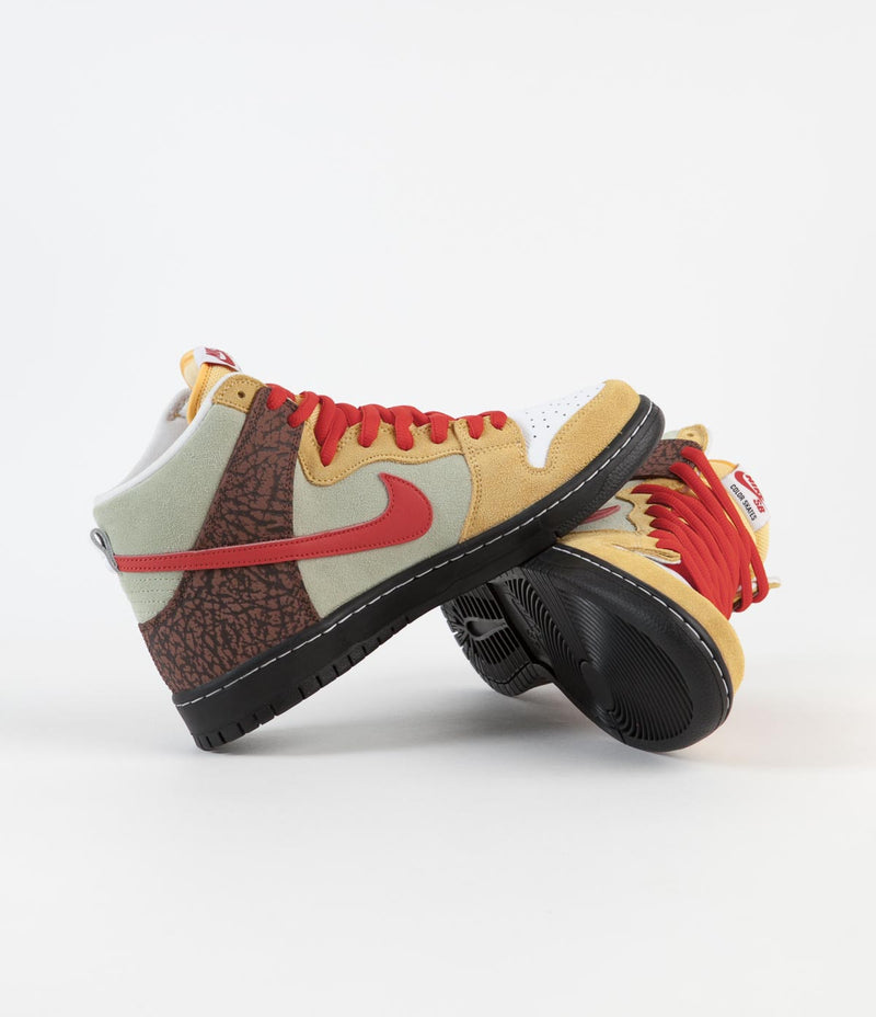 Nike SB Dunk High Pro 'Kebab and Destroy' Shoes - Topaz Gold / Chile R ...