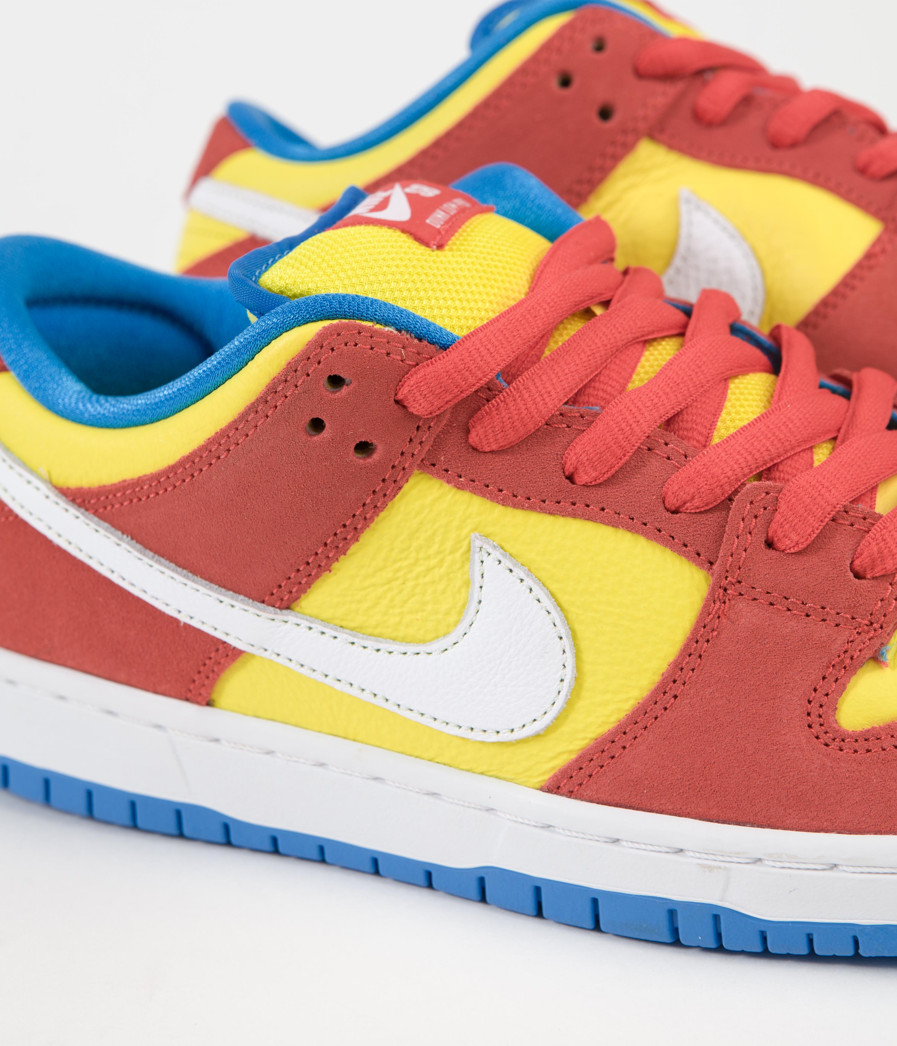 Nike SB Dunk Low Pro 'Bart Simpson' Shoes - Habanero Red / White - Blu ...