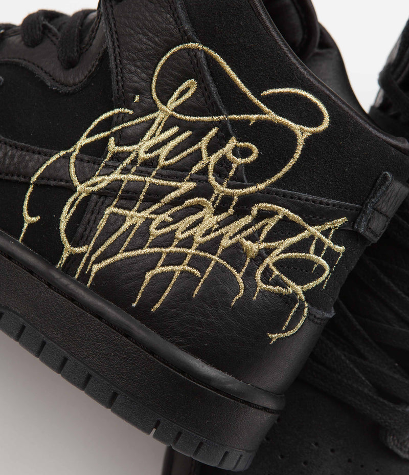 Nike SB x FAUST Dunk High Pro Shoes - Black / Black - Metallic Gold ...