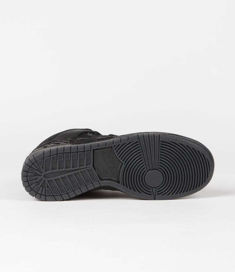 Nike SB x FAUST Dunk High Pro Shoes - Black / Black - Metallic Gold ...
