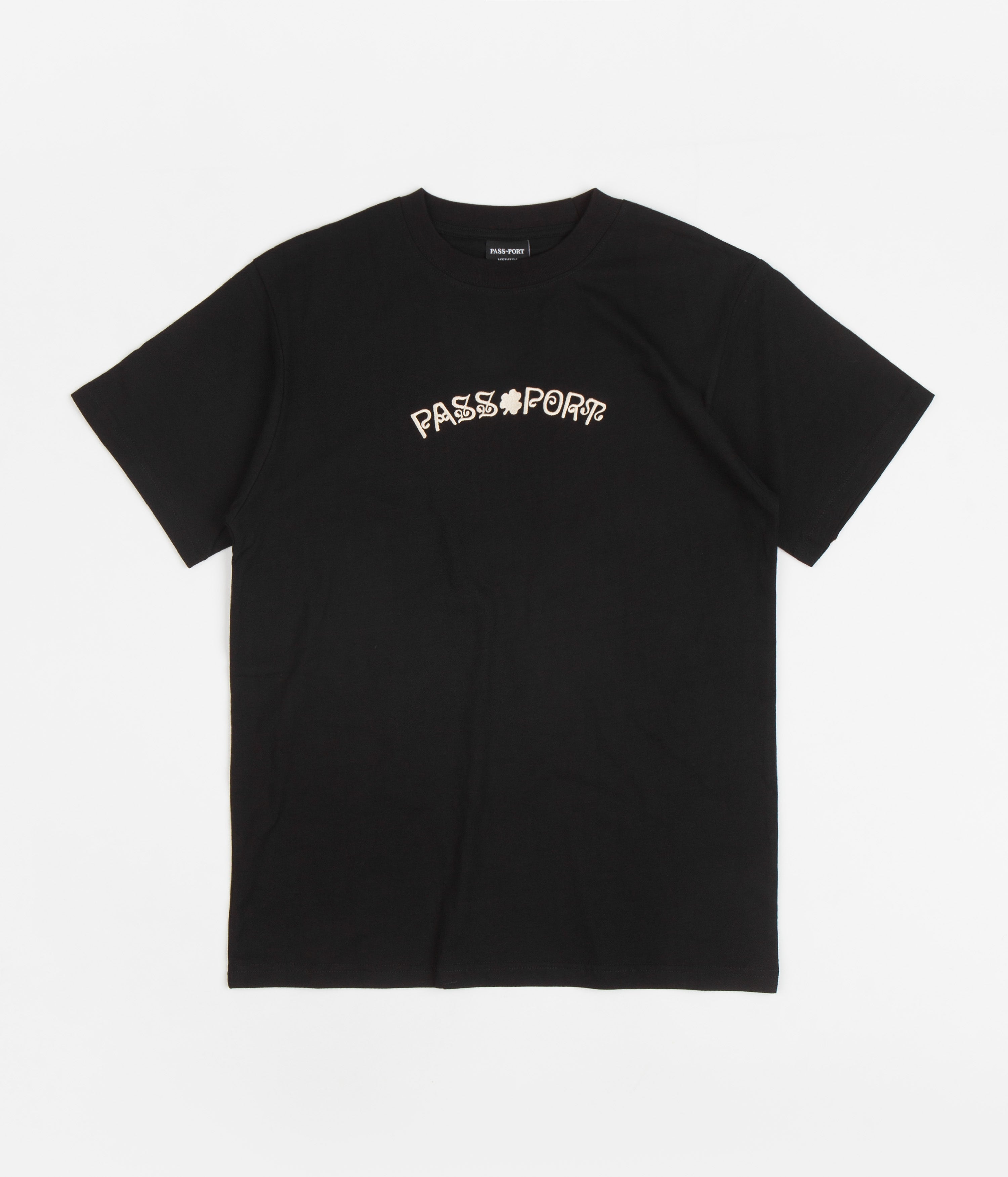 Pass Port Sham Embroidery T-Shirt - Black | Flatspot