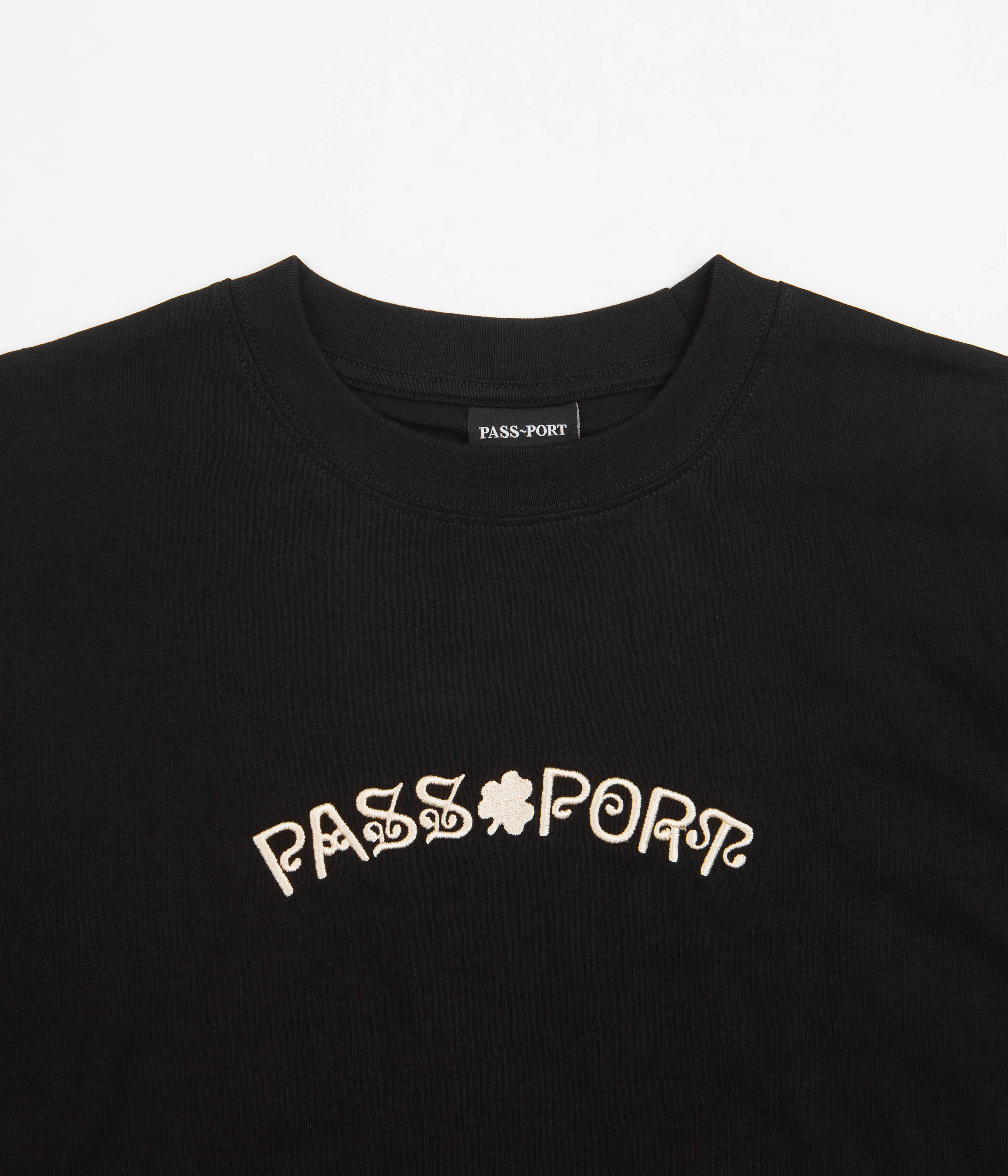 Pass Port Sham Embroidery T-Shirt - Black | Flatspot