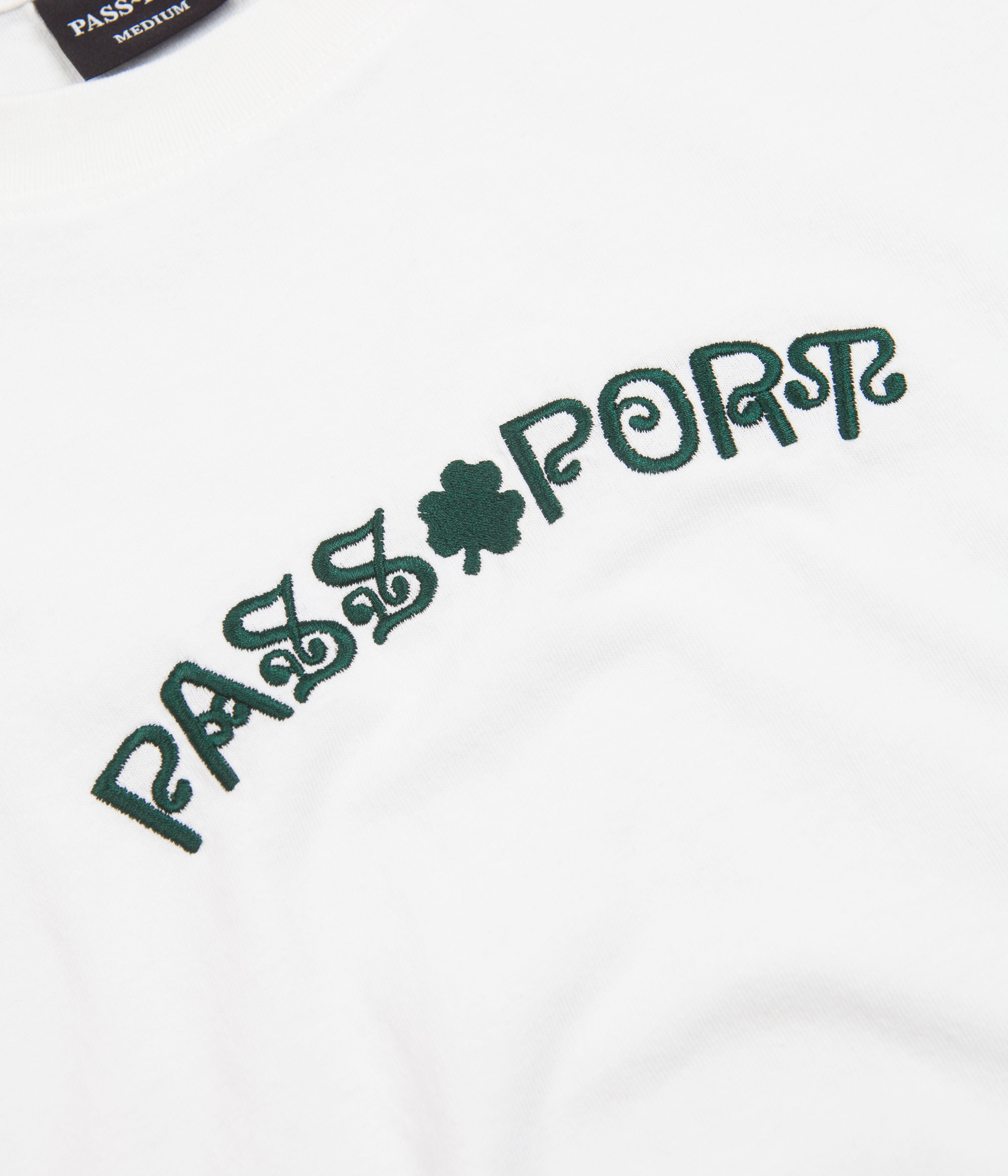 Pass Port Sham Embroidery T-Shirt - White | Flatspot