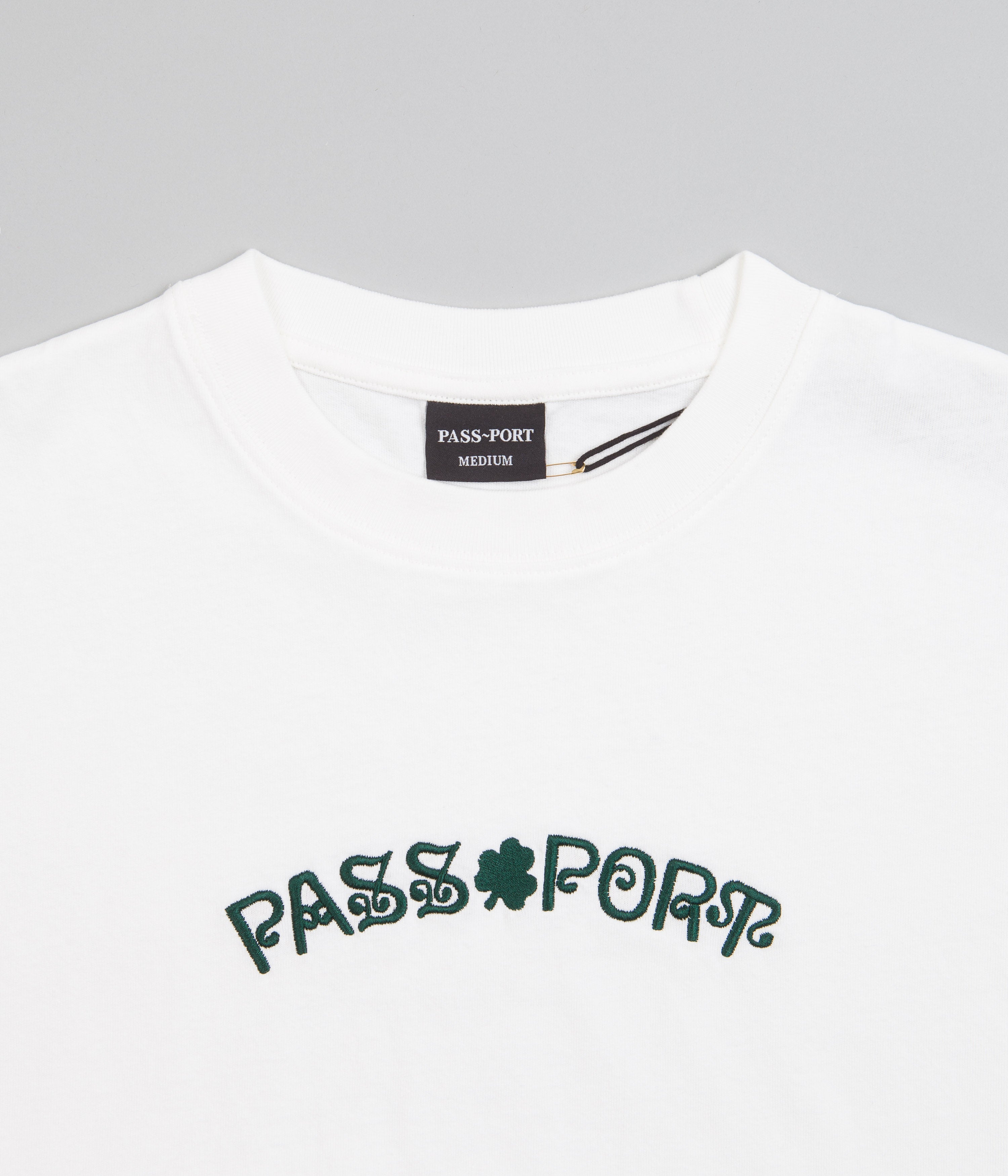 Pass Port Sham Embroidery T-Shirt - White | Flatspot