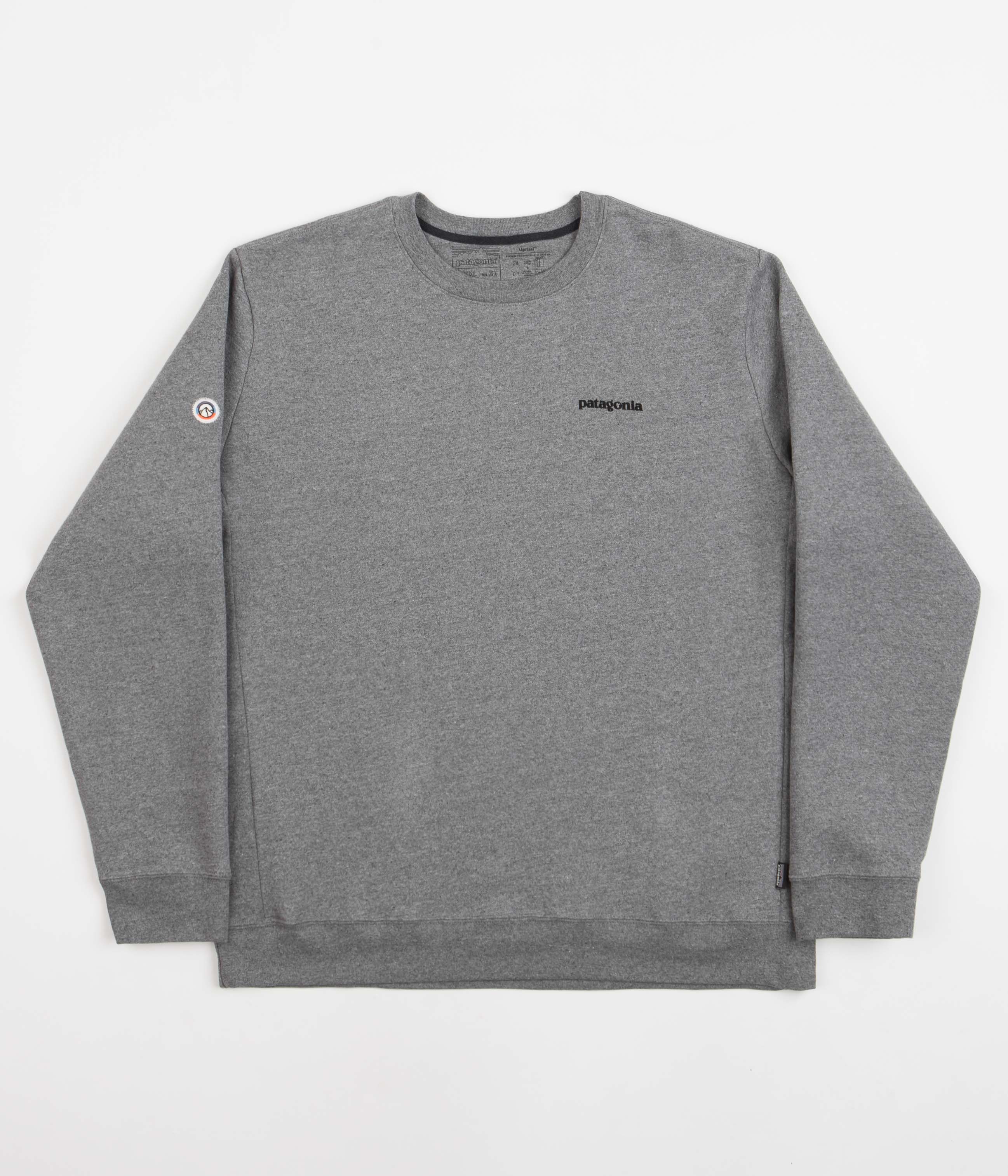 Patagonia Fitz Roy Icon Uprisal Crewneck Sweatshirt - Gravel Heather ...