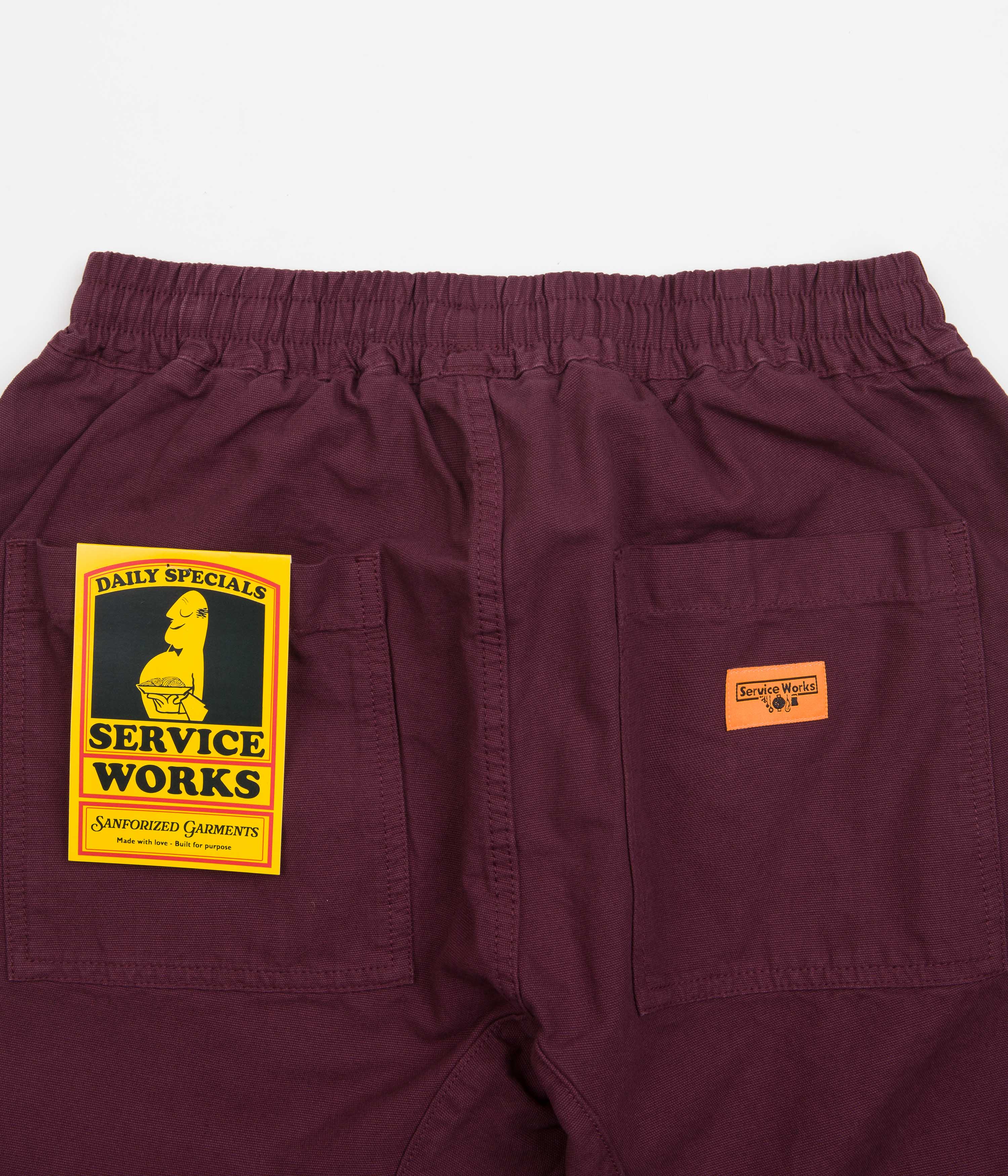 Service Works Classic Chef Pants - Burgundy | Flatspot