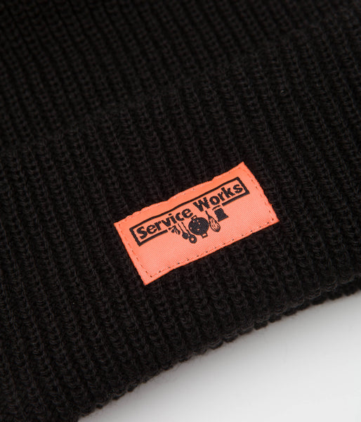 Service Works Logo Watch Cap Beanie - Black | Flatspot