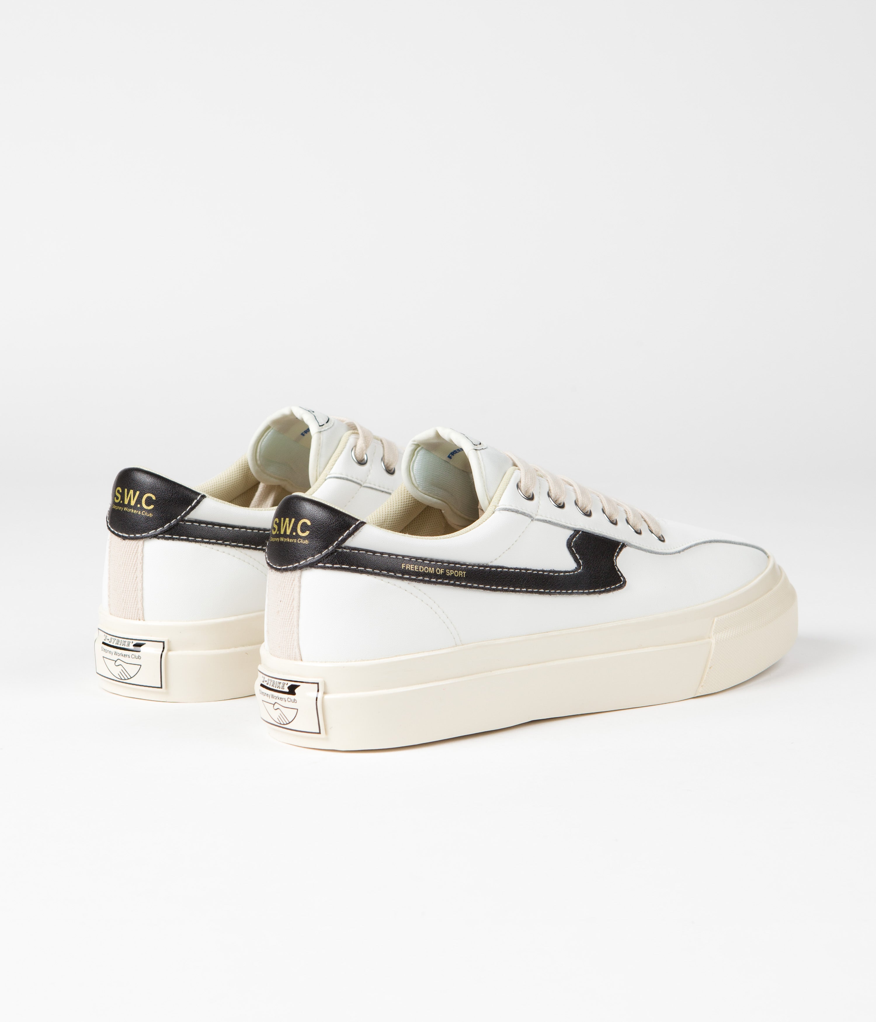 Stepney Workers Club Dellow S-Strike Leather Shoes - White / Black ...