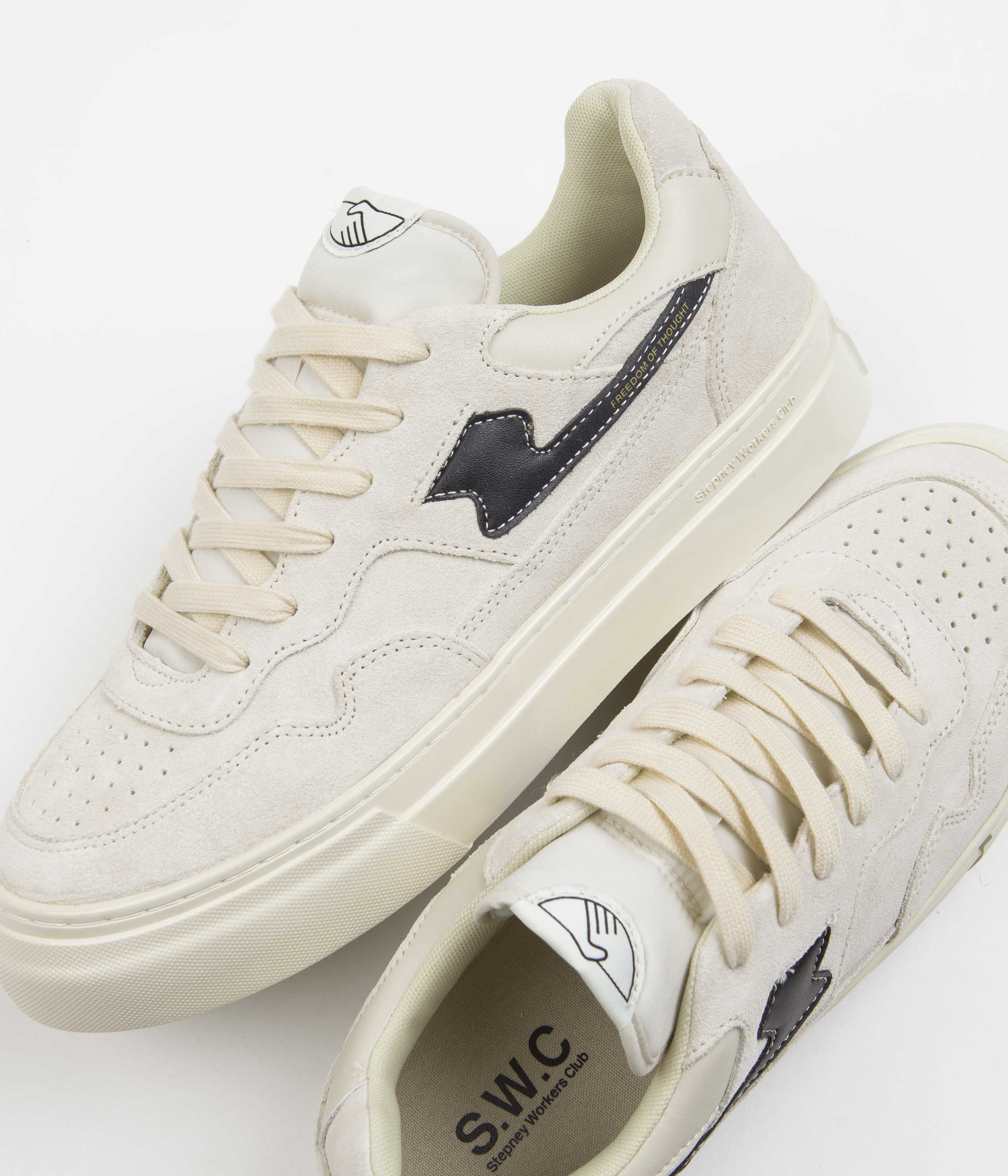 Stepney Workers Club Pearl S-Strike Suede Shoes - Ecru / Black | Flatspot