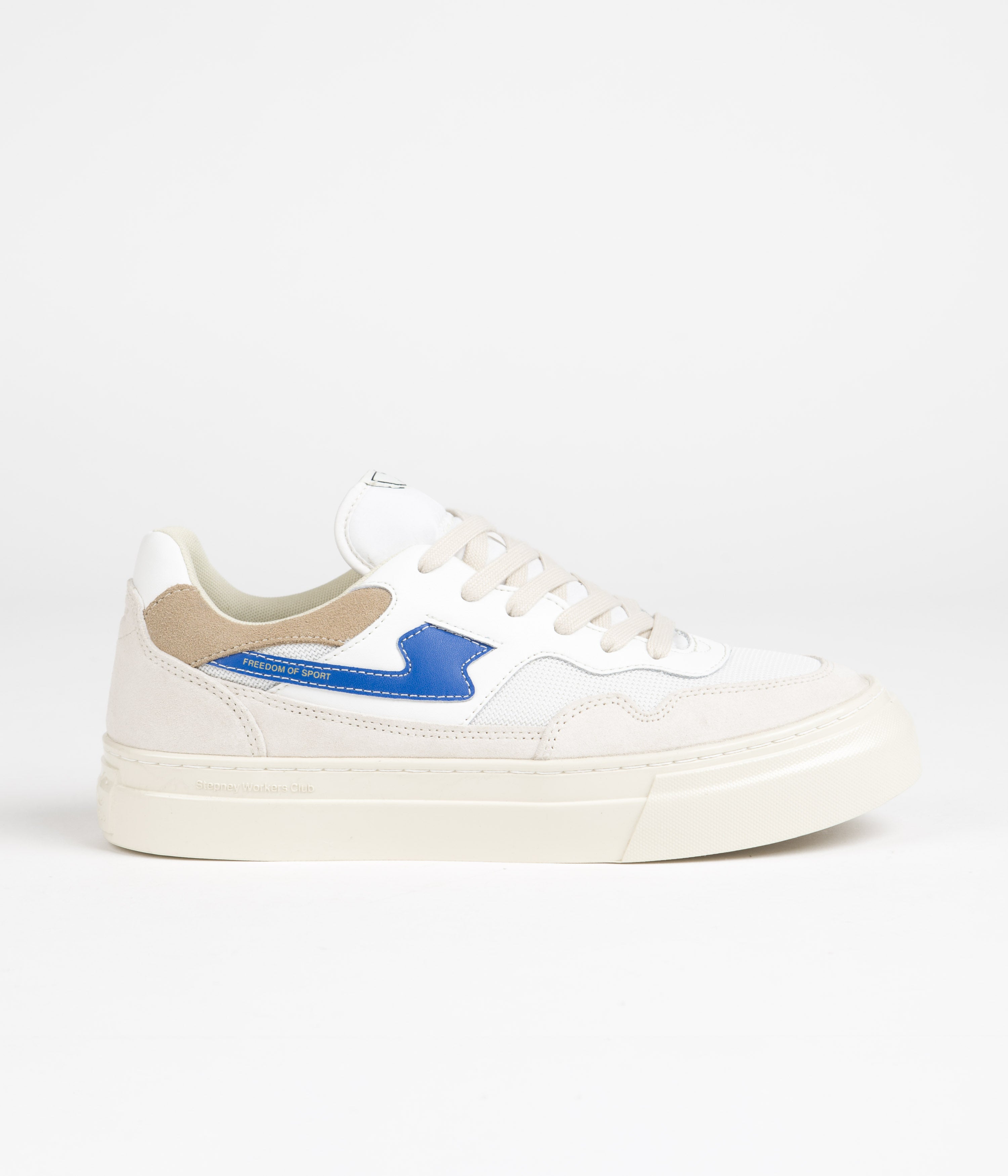 Stepney Workers Club Pearl S-Strike Suede Shoes - Ecru / Blue | Flatspot