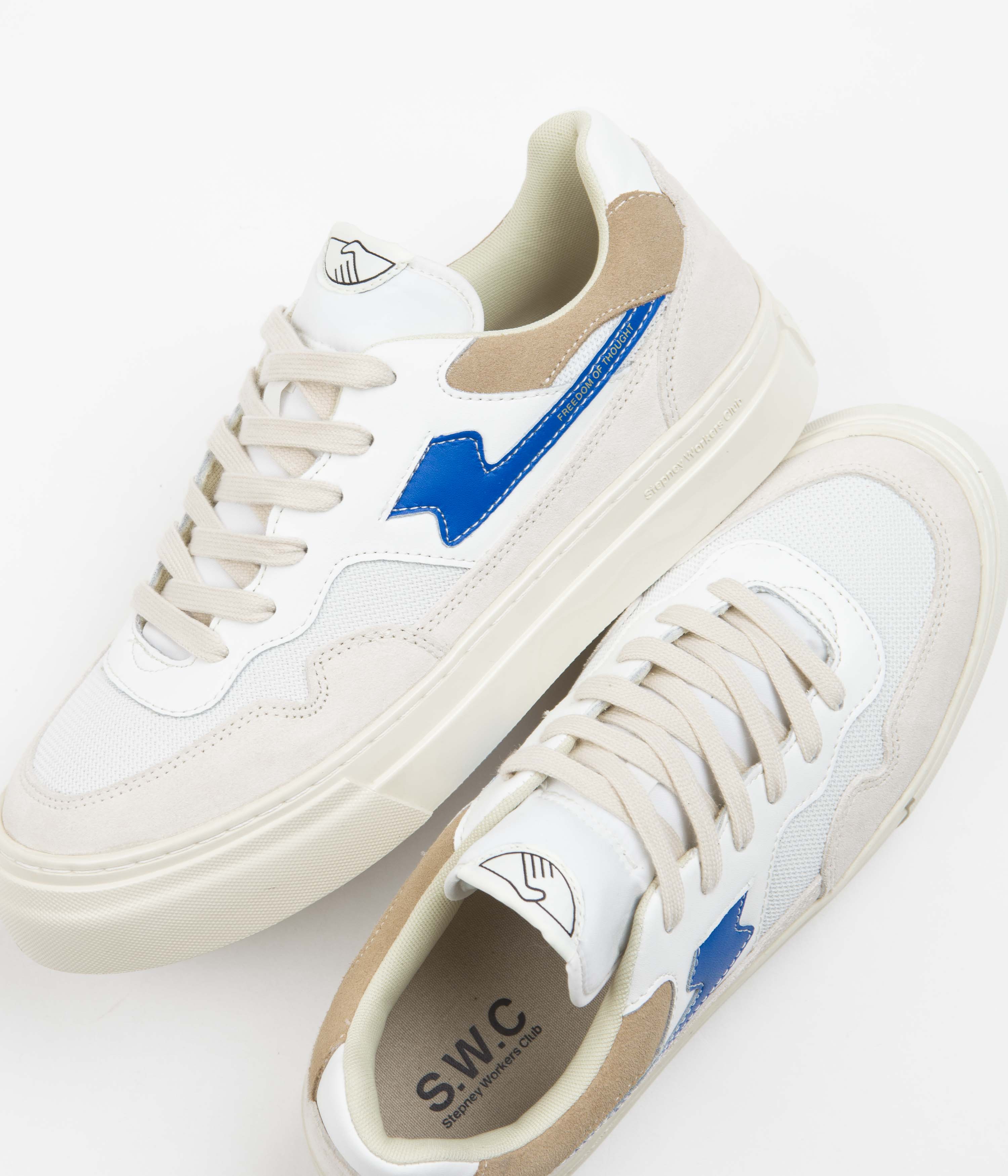 Stepney Workers Club Pearl S-Strike Suede Shoes - Ecru / Blue | Flatspot