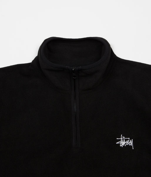 Stussy Polar Fleece Half Zip Sweatshirt - Black | Flatspot