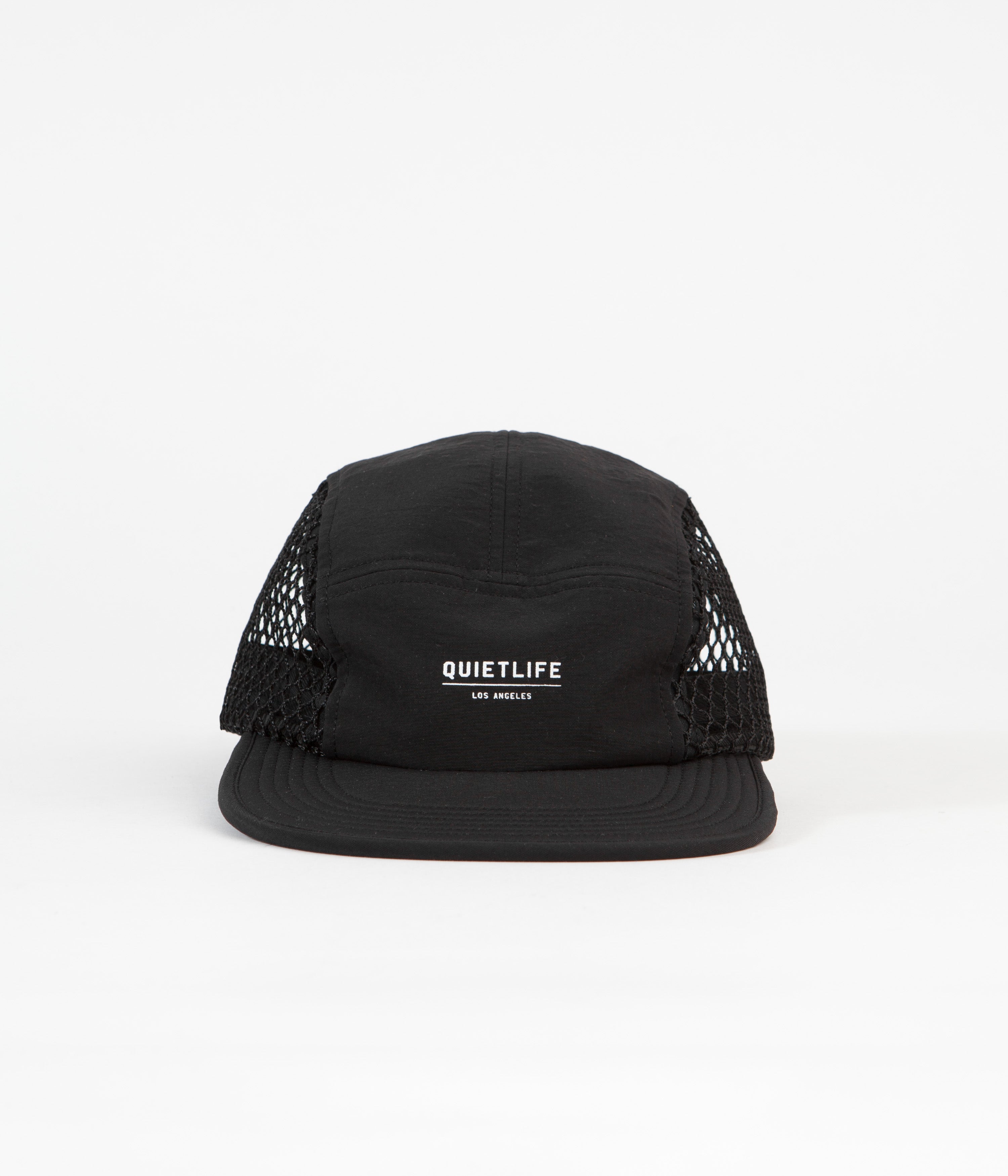 The Quiet Life Jumbo Mesh 5 Panel Camper Cap - Black / White | Flatspot