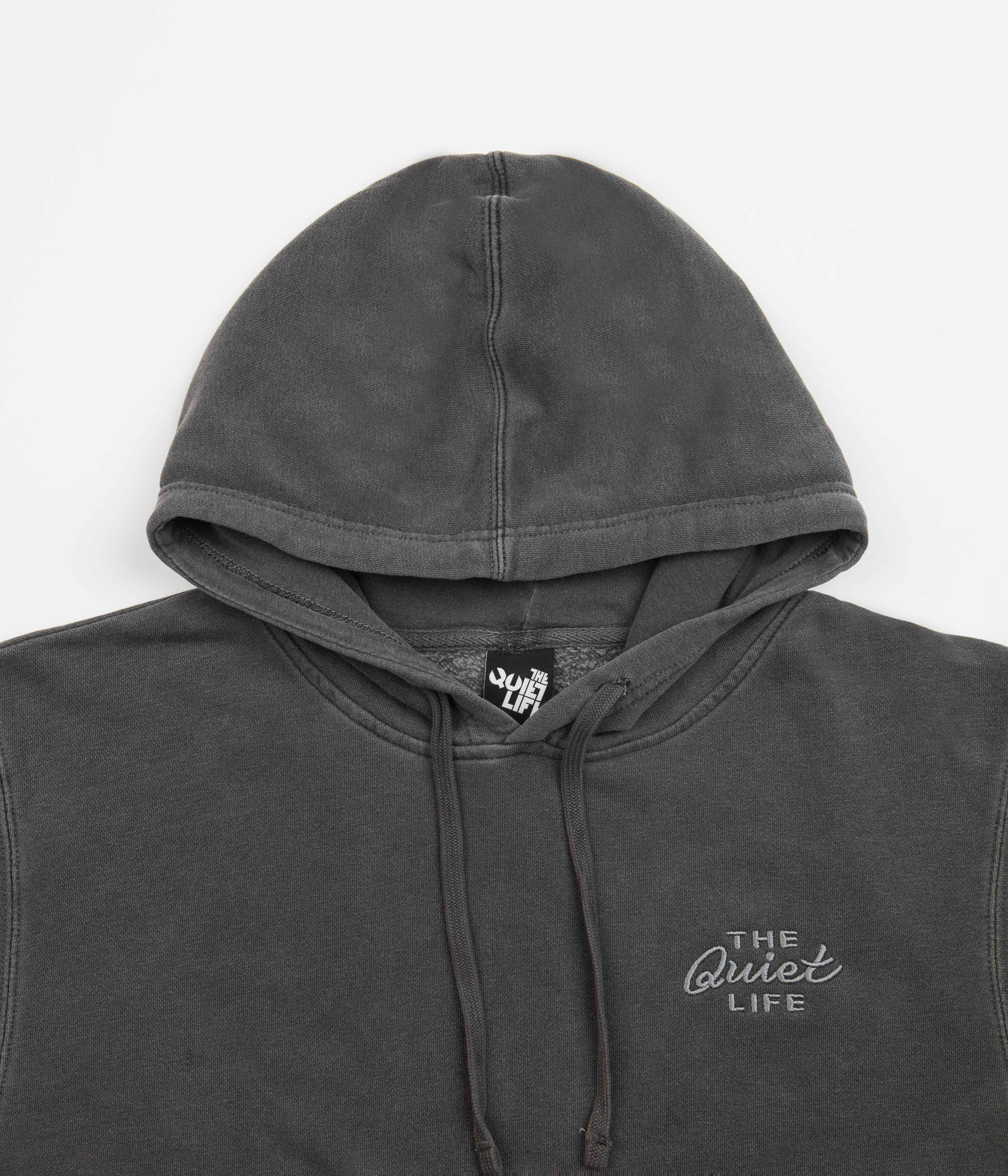 The Quiet Life Mechanic Logo Pigment Dyed Hoodie - Black | Flatspot