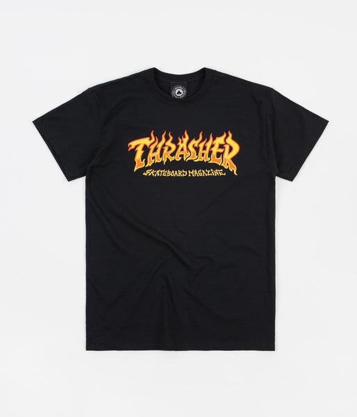 Thrasher Fire Logo T-Shirt - Black | Flatspot