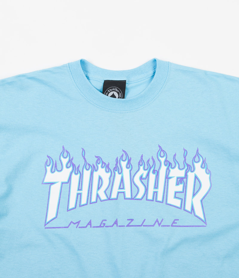 Thrasher Flame Logo T-Shirt - Sky Blue | Flatspot