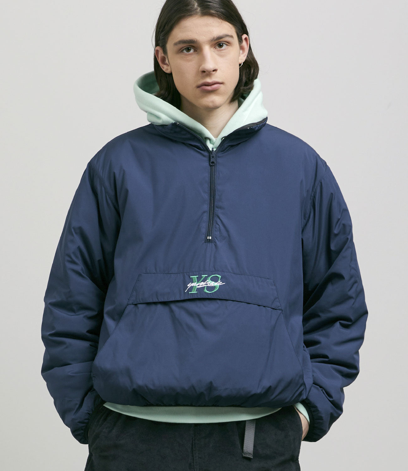 Yardsale Reversible Half-Zip Puffer Jacket - Navy / Black | Flatspot